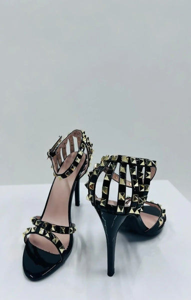 Black Studded Stiletto Heels - Willow – Femme Luxe