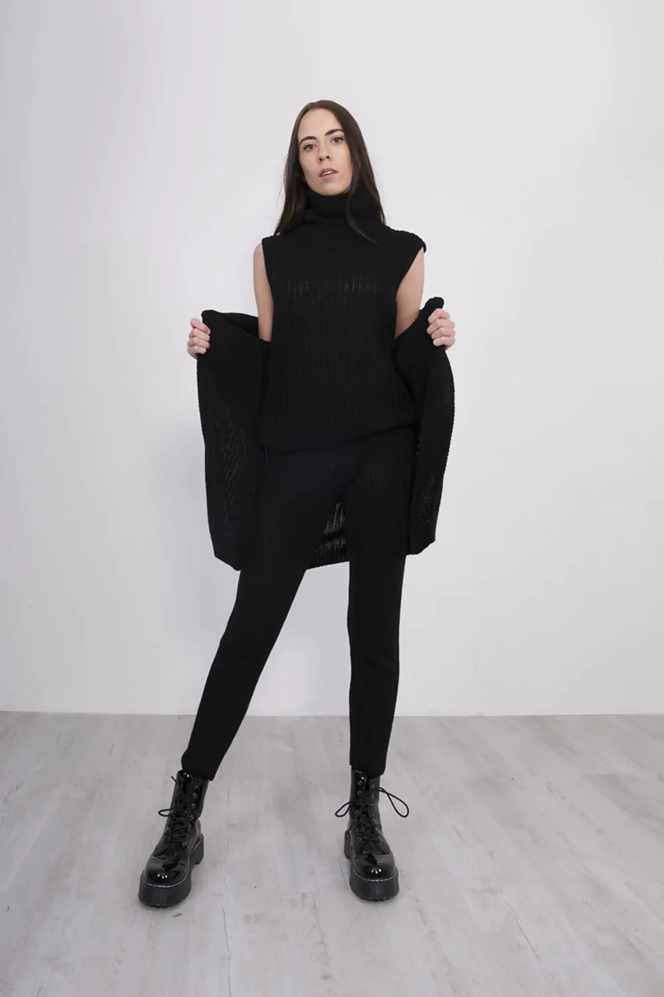 Black Ribbed Knitted 3 Piece Loungewear Set-Jinet – Femme Luxe