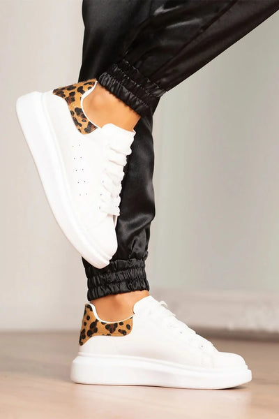 White Leopard Print Chunky Trainers | Shoes | Femme Luxe UK