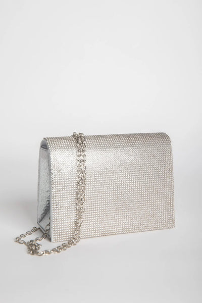 Silver Crossbody Chain Clutch Bag | Accessories | Femme Luxe UK